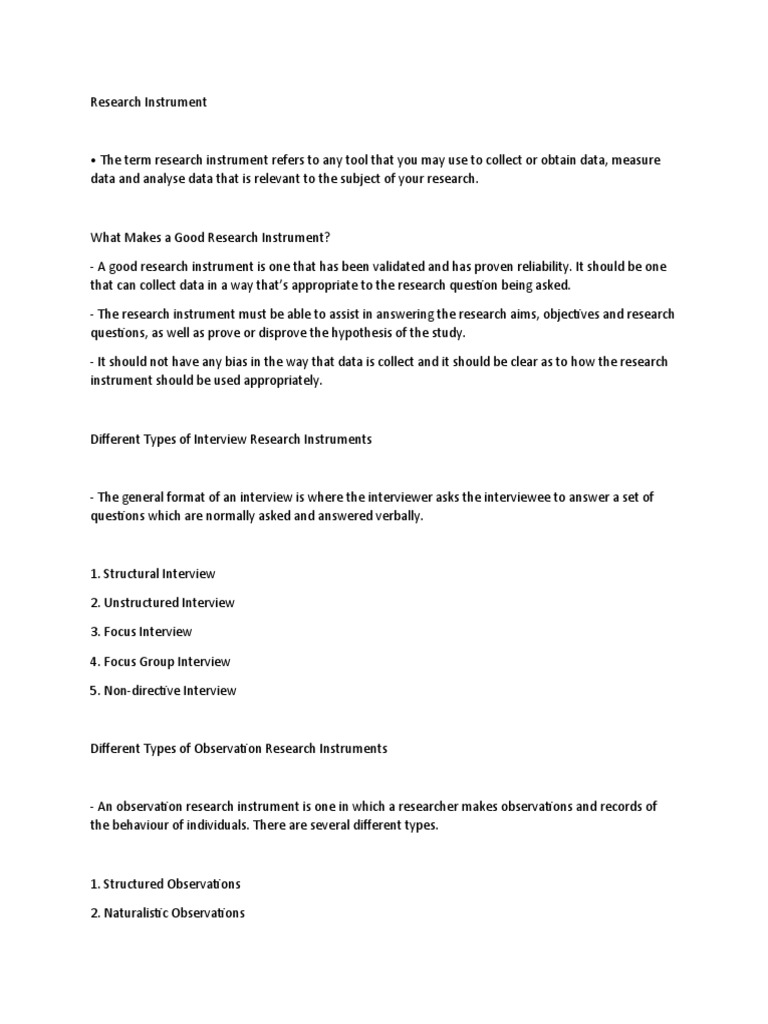 Research Instrument | PDF
