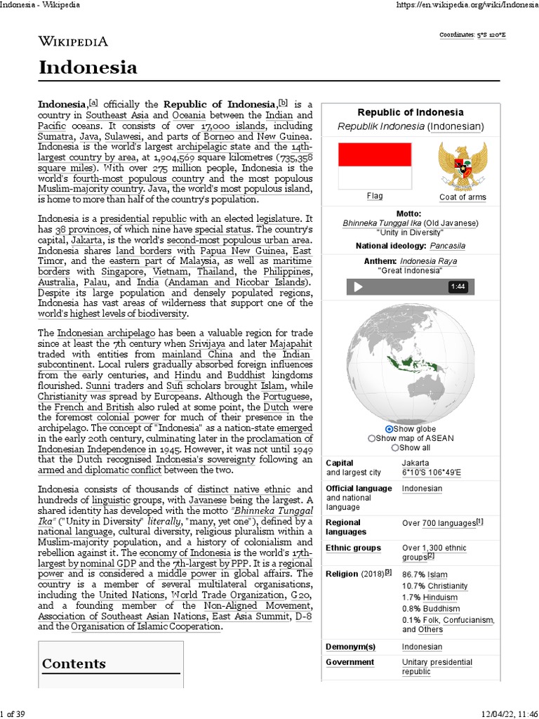 Indonesia - Wikipedia | PDF | Indonesia | Volcano