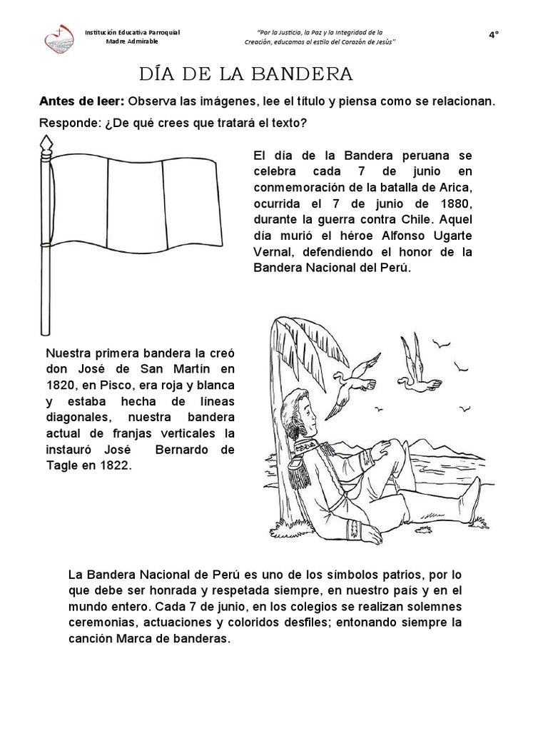4° - Ficha - Dia de La Bandera | PDF | América del Sur | Perú