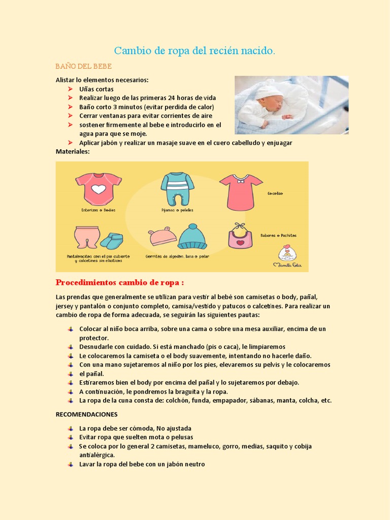 Cambio de ropa y baño del recién nacido | PDF | Ciencia y matemáticas