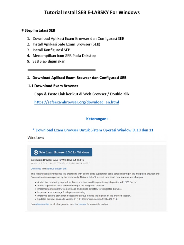 Tutorial Install SEB ELABSKY Windows Mac | PDF | Komputer | Teknologi ...