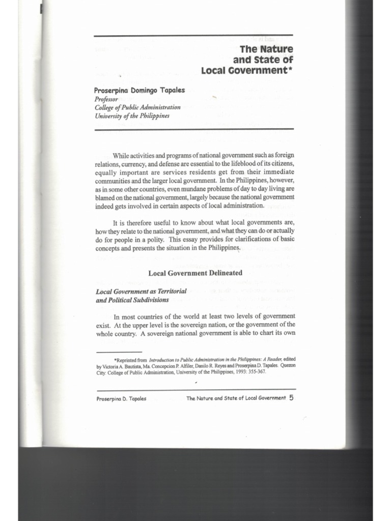 Nature and State of Loc Gov (Tapales) | PDF