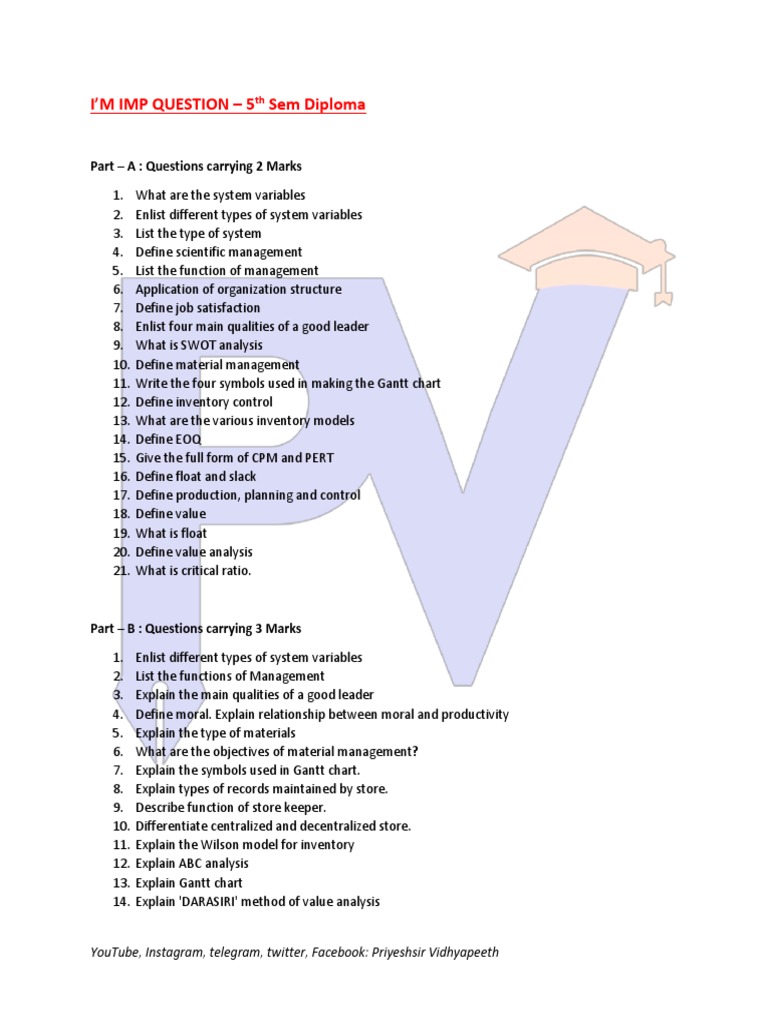 5th Sem Diploma IMP QUESTION | PDF | Business | Systems Science