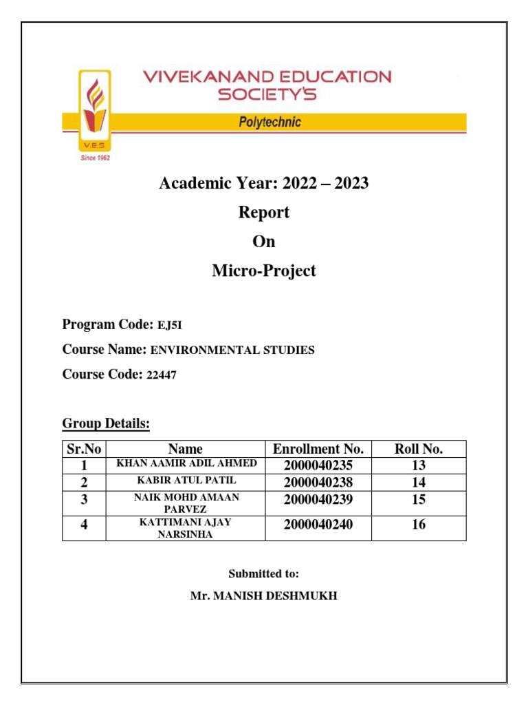 EST (environment studies) micro-project 22477 | PDF | Municipal Solid ...