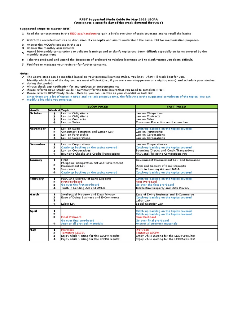 RFBT Study Guide May 2023 LECPA | PDF | Law