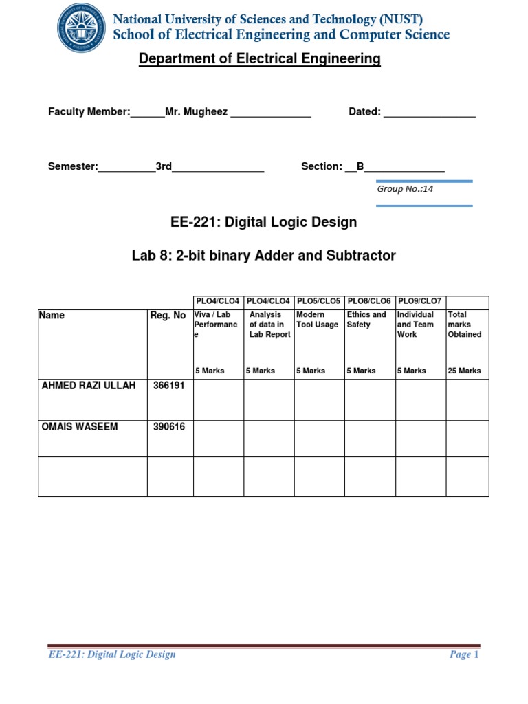 Lab8 2-Bit Binary Adder-Subtractor | PDF | Logic Gate | Computer ...