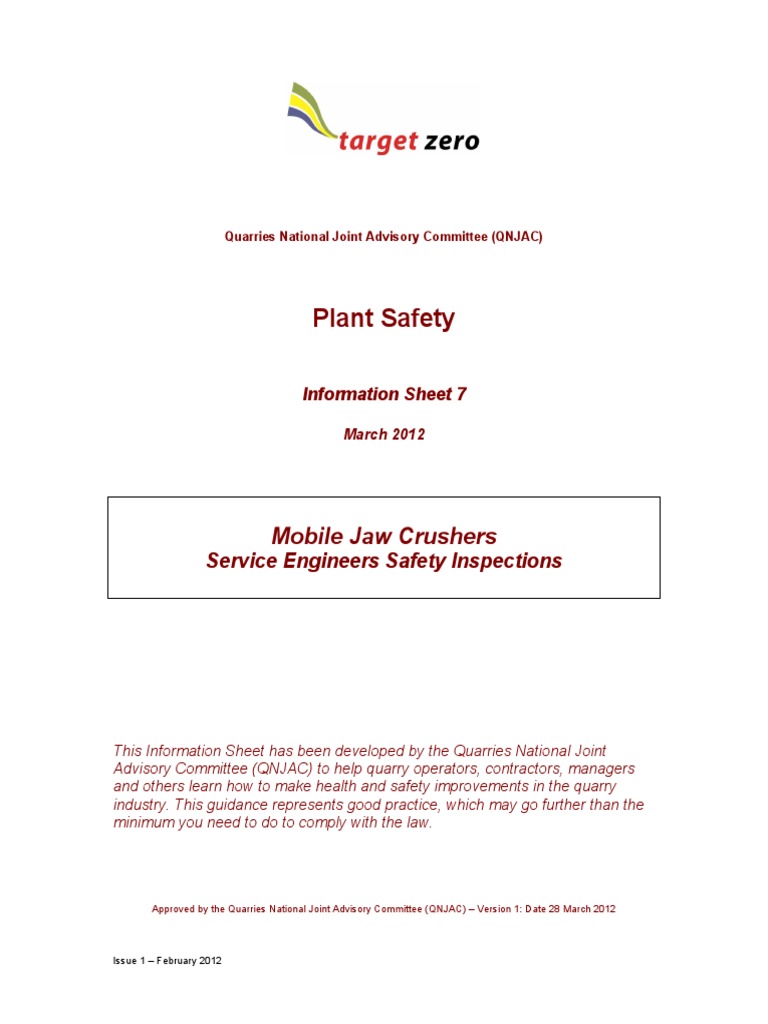 Mobile Jaw Crusher Safety Inspections | PDF | Safety | Occupational ...