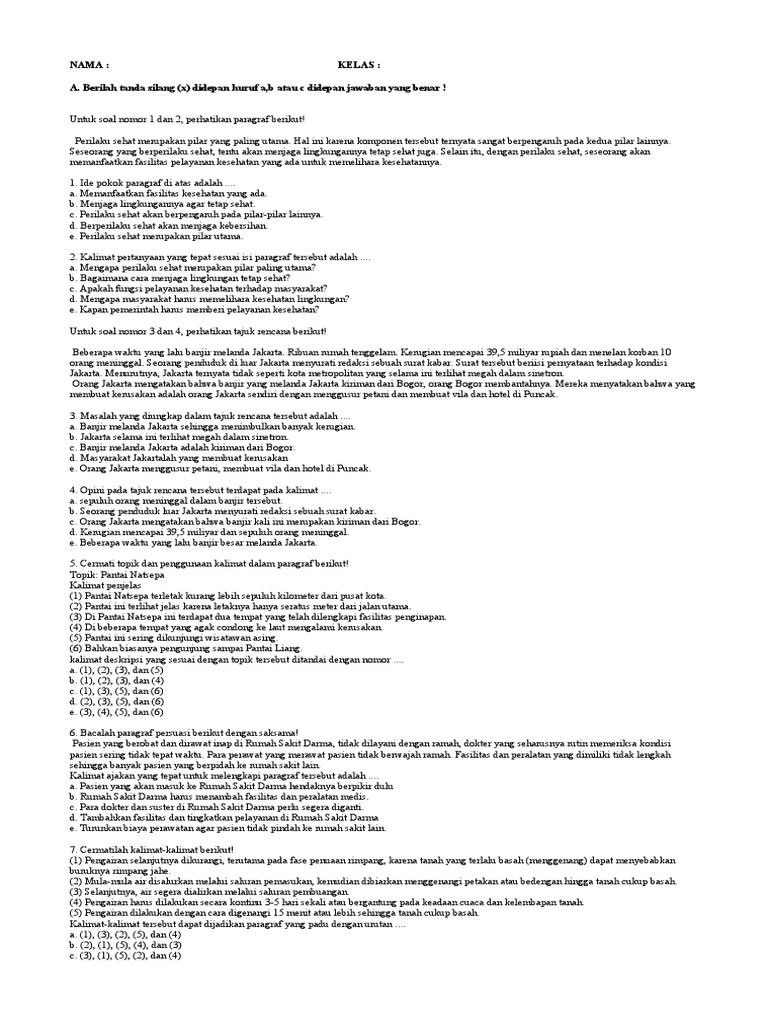 Data Soal BHS Indonesia Kelas 11 | PDF