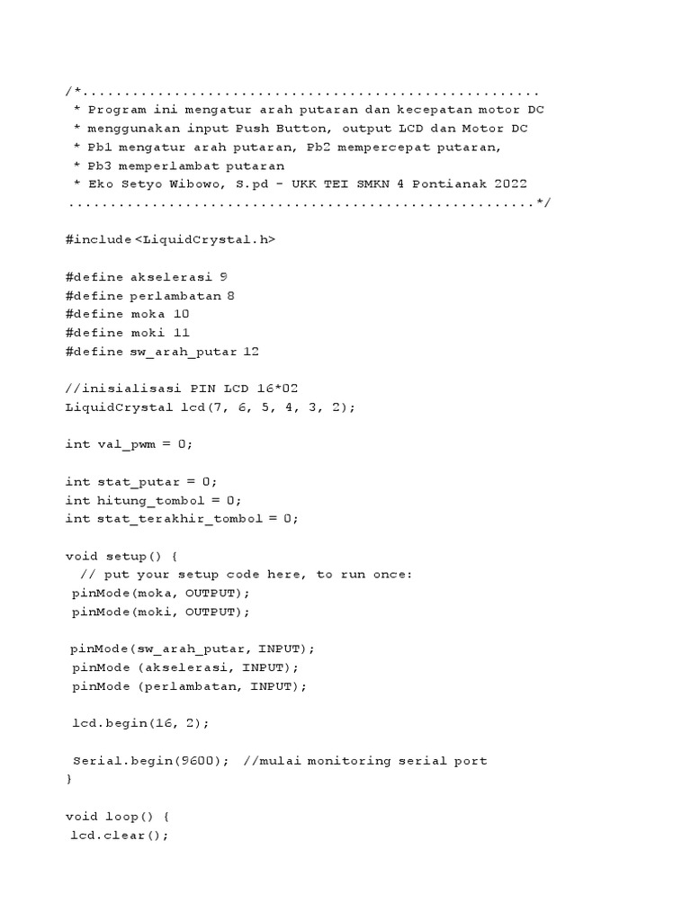 List Program Kontrol Motor DC | PDF List Program Kontrol Motor DC | PDF