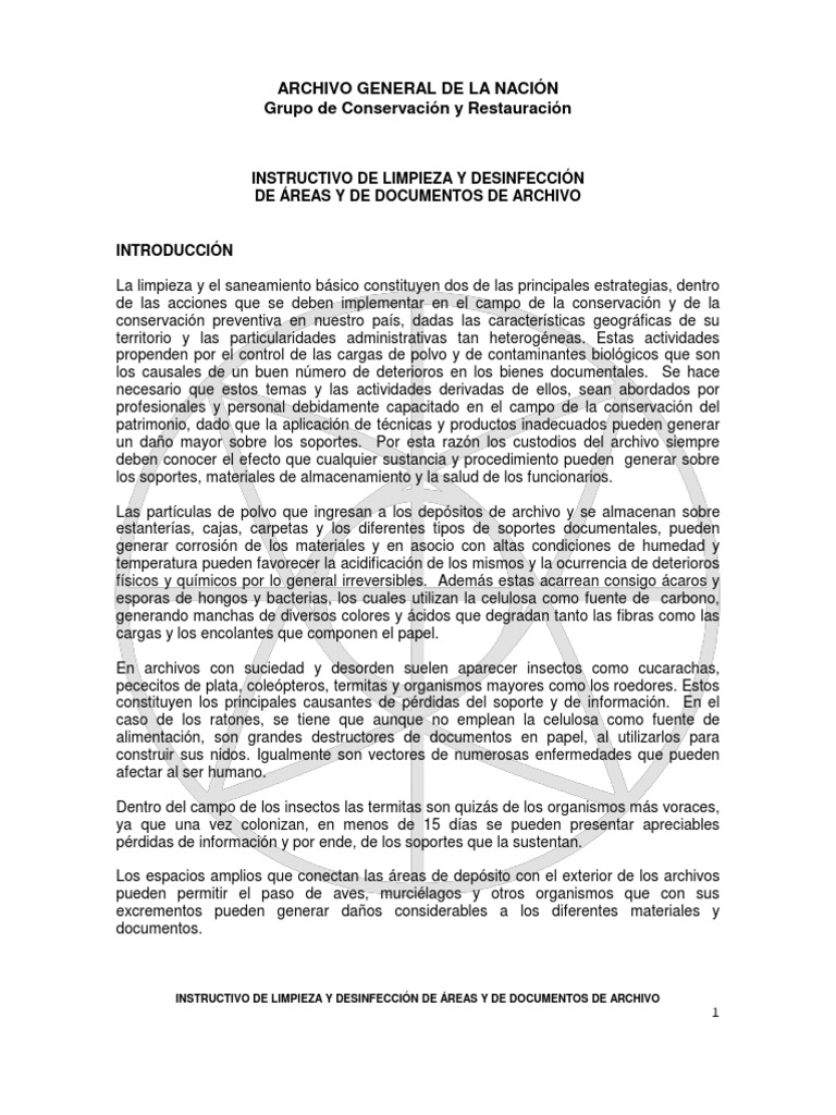 Instructivo de Limpieza Agn | PDF | Papel | Archivo de computadora