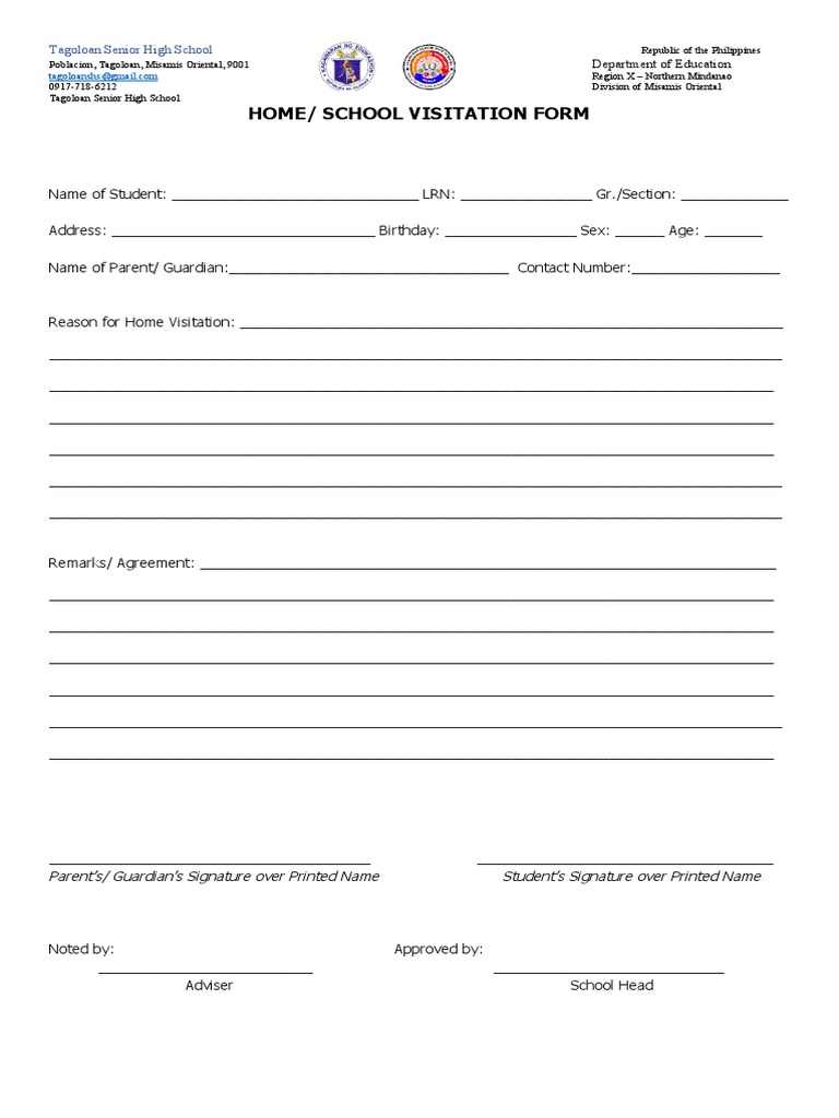 Home Visitation Form | PDF