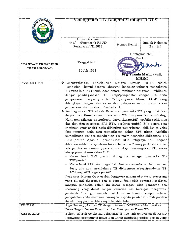 Spo Penanganan TB Dengan Strategi DOTS | PDF