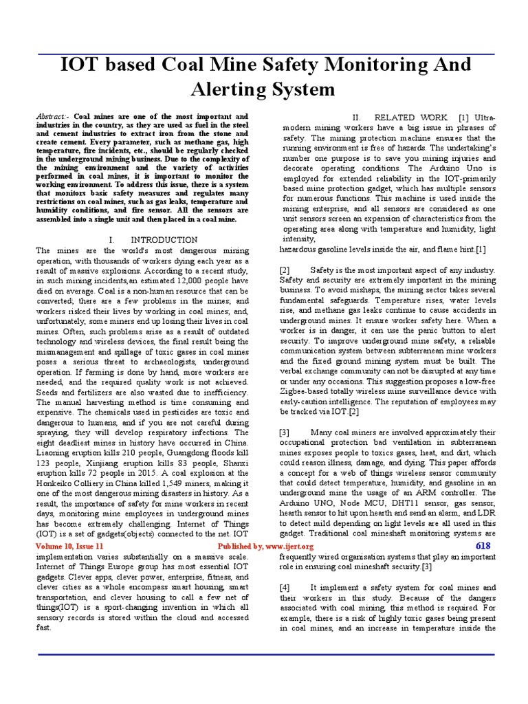 Iot Based Coal Mine Safety Monitoring and Alerting System ...