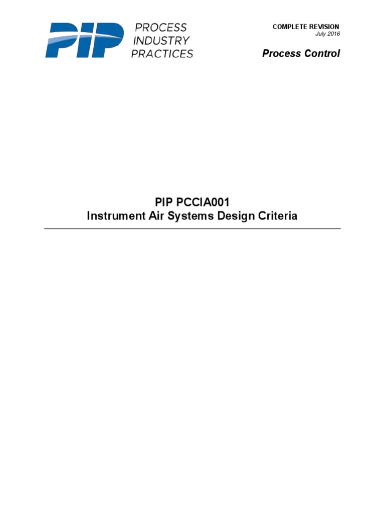 PIP PCCIA001-2016 Instrument Air Systems Design Criteria | PDF | Valve ...