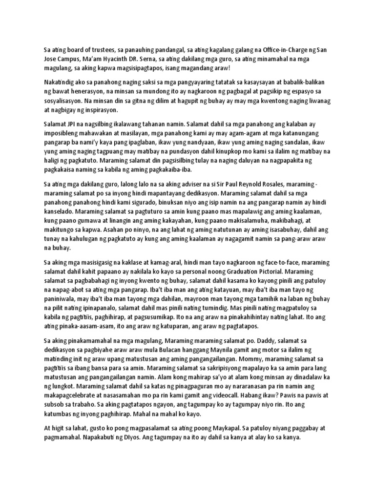 Valedictory Address | PDF