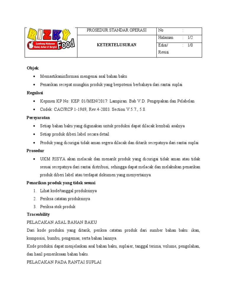 010 SOP Traceability | PDF
