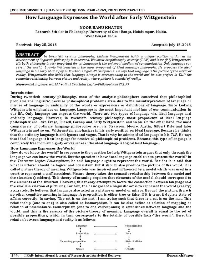 Ijrar Issue 1628 Pdf Proposition Ludwig Wittgenstein 