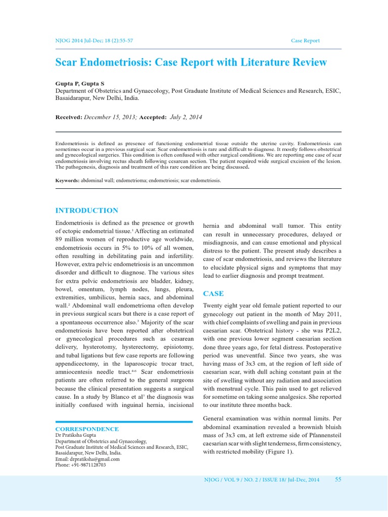 Scar Endometriosis Case Report With Literature Review | Download Free ...