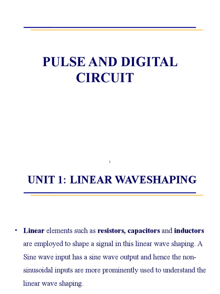 Pulse and Digital Circuit | PDF | Electronic Filter | Low Pass Filter