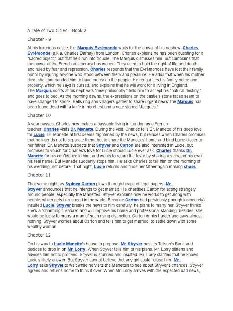 A Tale of Two Cities: Book 2 Summary | PDF | A Tale Of Two Cities
