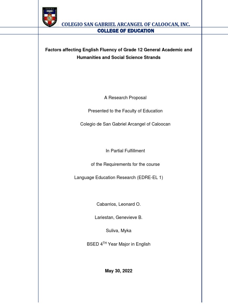 Final Research Cabarrios Lariestan and Suliva Group | PDF | Fluency | Second Language Acquisition