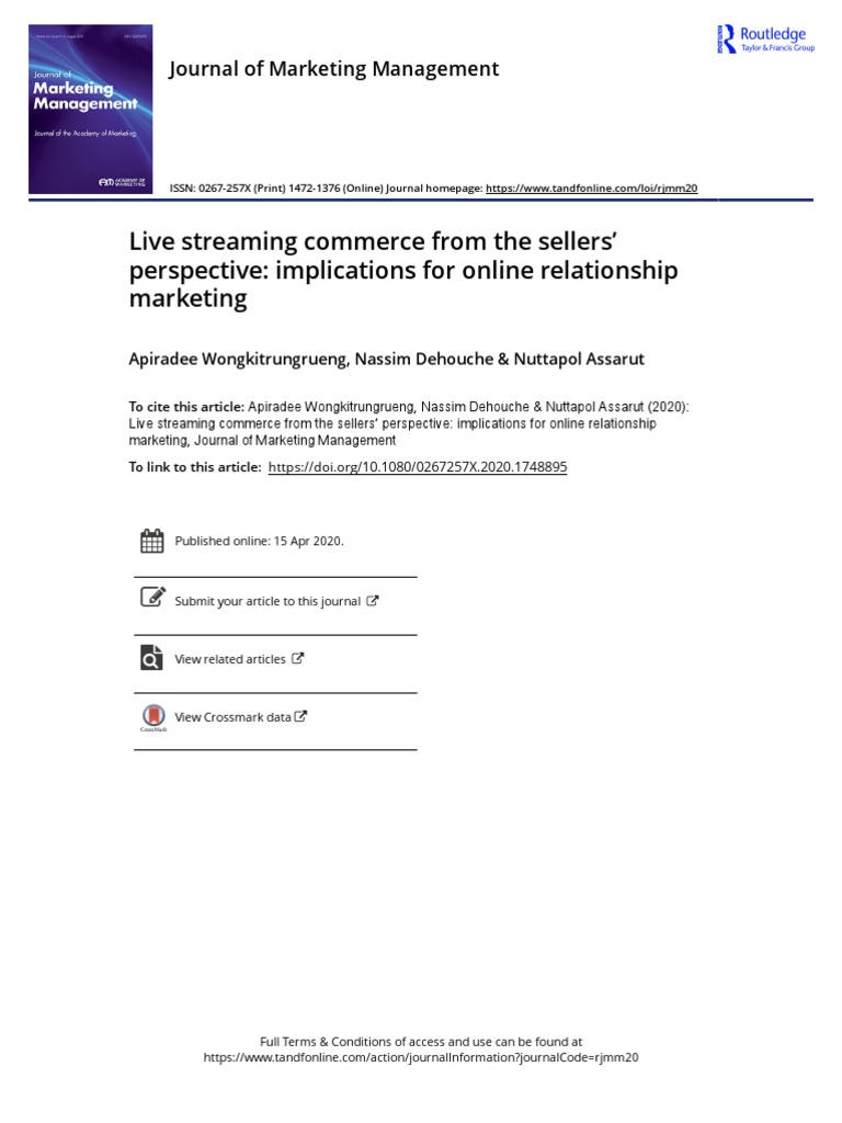 Live Streaming Commerce From The Sellers' Perspective: Implications For ...