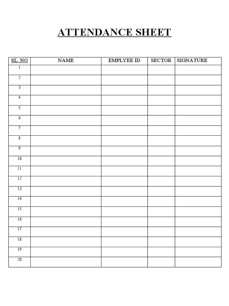 Attendance Sheet | PDF