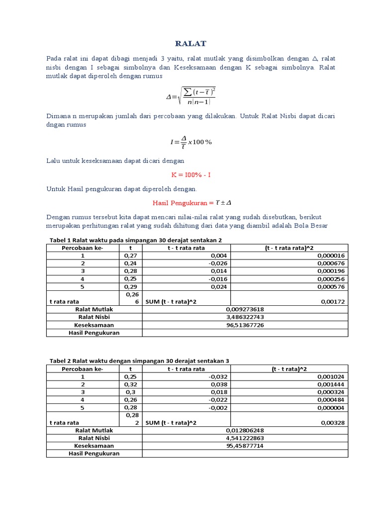 Analisis Ralat Pengukuran | PDF