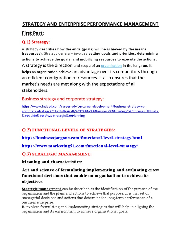STRATEGY AND ENTERPRISE PERFORMANCE MANAGEMENT (AutoRecovered) | PDF ...