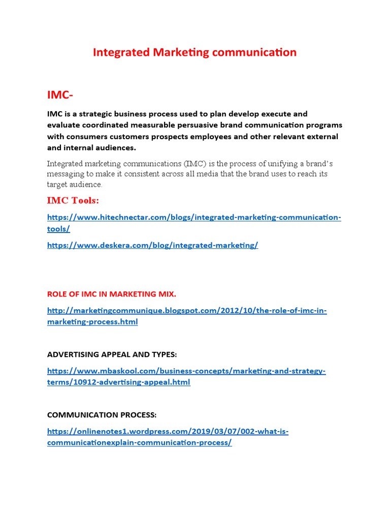 Integrated Marketing Communication | PDF | Marketing Communications | Brand