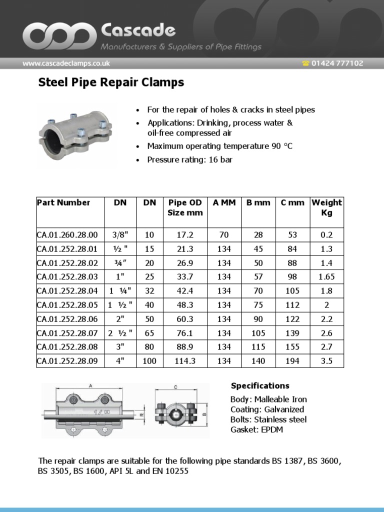 Steel Pipe Leak Repair Clamp | PDF | Galvanization | Pipe (Fluid ...