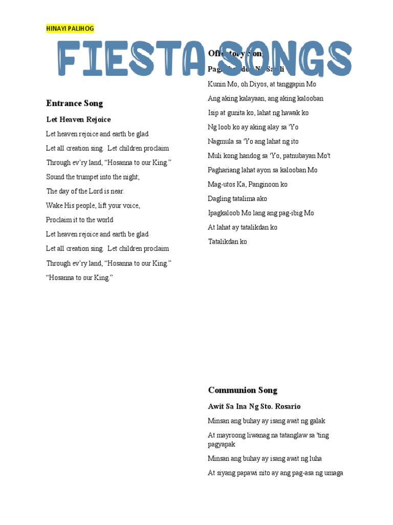 Easter Sunday Songs Pdf