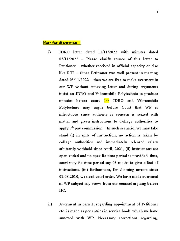 Revised Draft Writ Petition - Dipak AICTE NOVEMBER 27 | PDF | Diploma | Salary