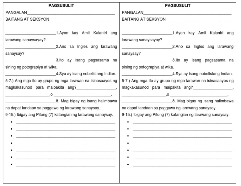 Pagsusulit Sa FPL | PDF