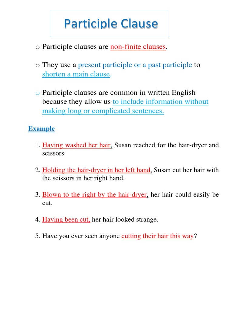 Participle Clause Note For Student | PDF