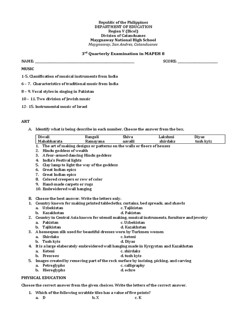 MAPEH 8 3rd | PDF | Pathogen | Medicine