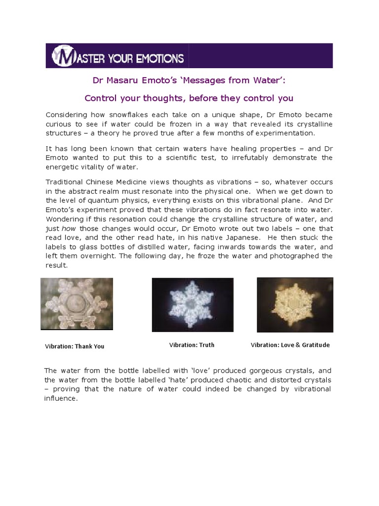 Emoto Water Experiment Scientific Review – MQIO