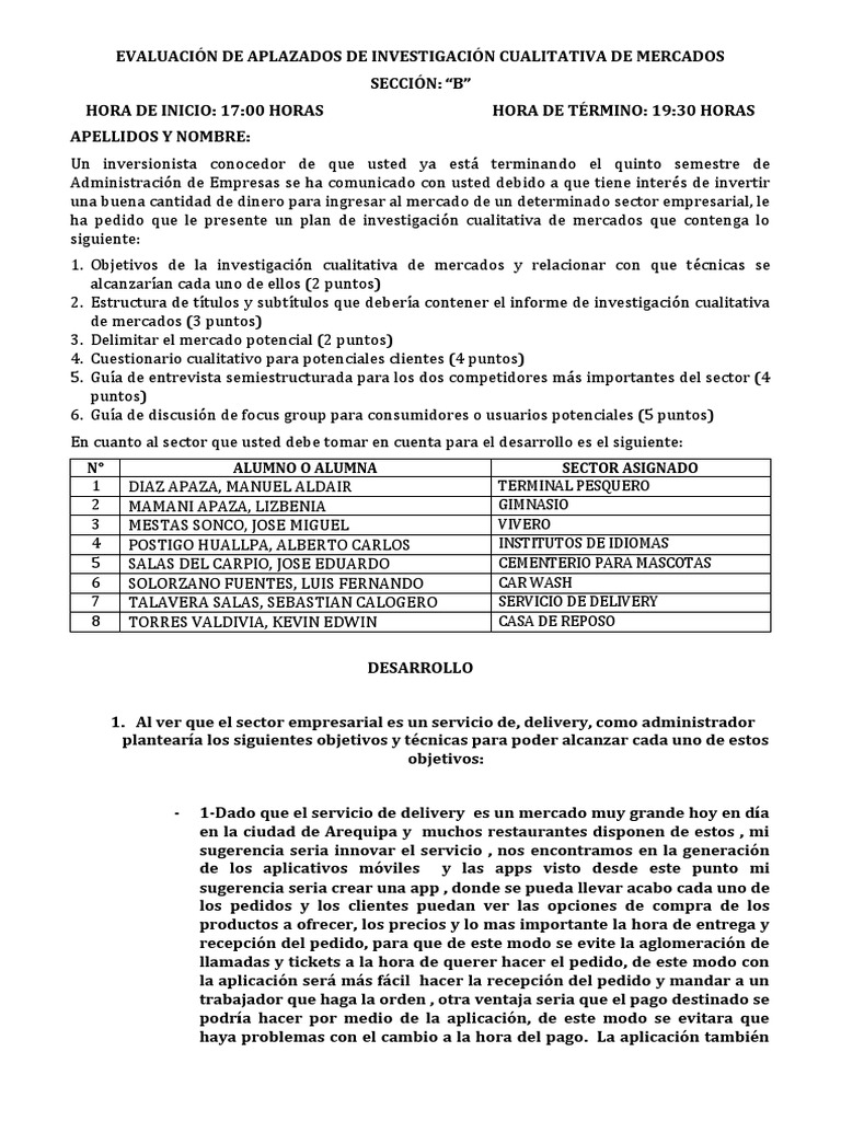 EVALUACION de APLAZADOS Inv Cualitativa Sebastian | PDF | Aplicación movil | Entrega (Comercio)