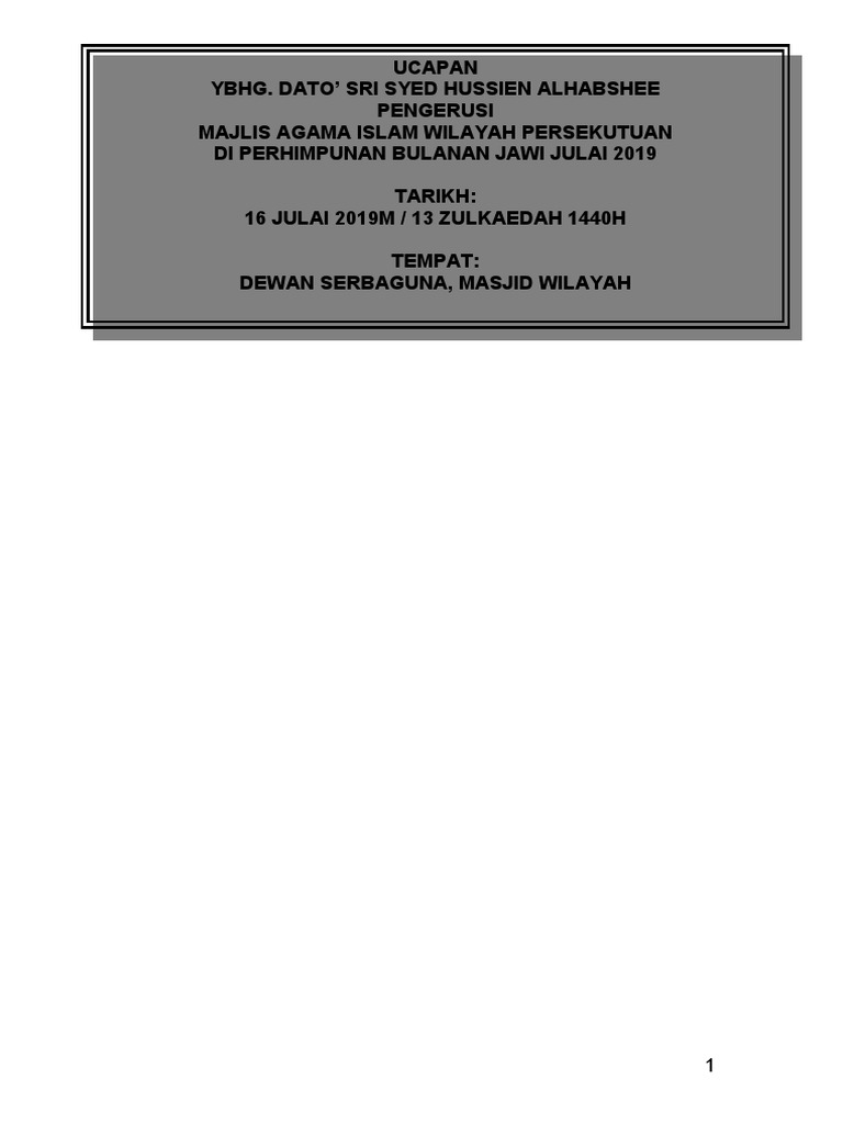 Ucapan Pengerusi MAIWP | PDF | Karier & Perkembangan