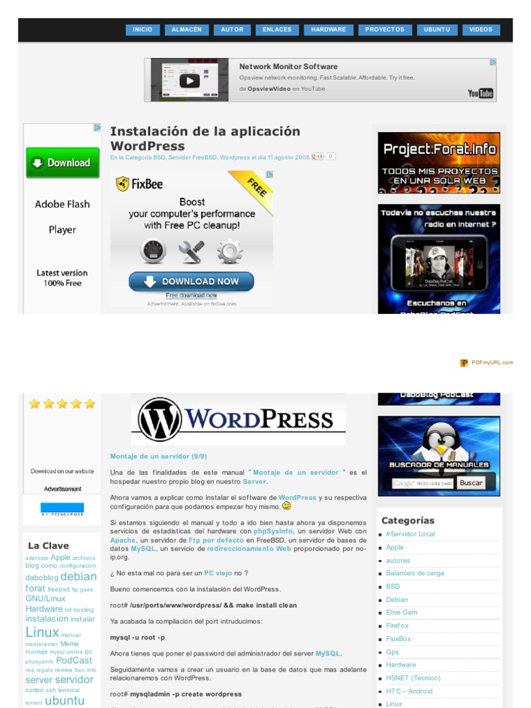 Instalación de la aplicación WordPress | PDF | Mi sql | Word Press