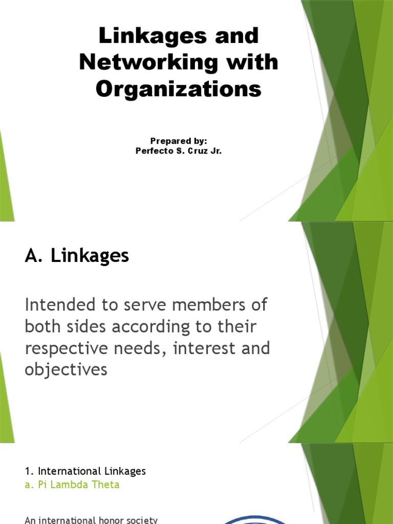 Linkages and Networking With Organizations Perfecto S. Cruz Jr. | PDF ...