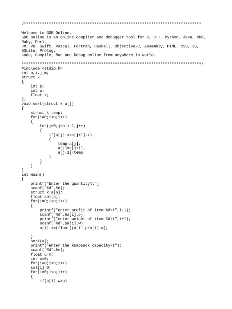 Frac Tionalknapsack Pdf
