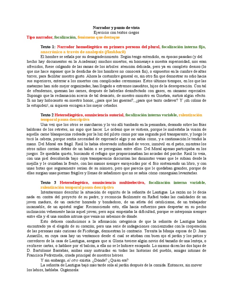 Ejercicio - Narrador y Punto de Vista | PDF