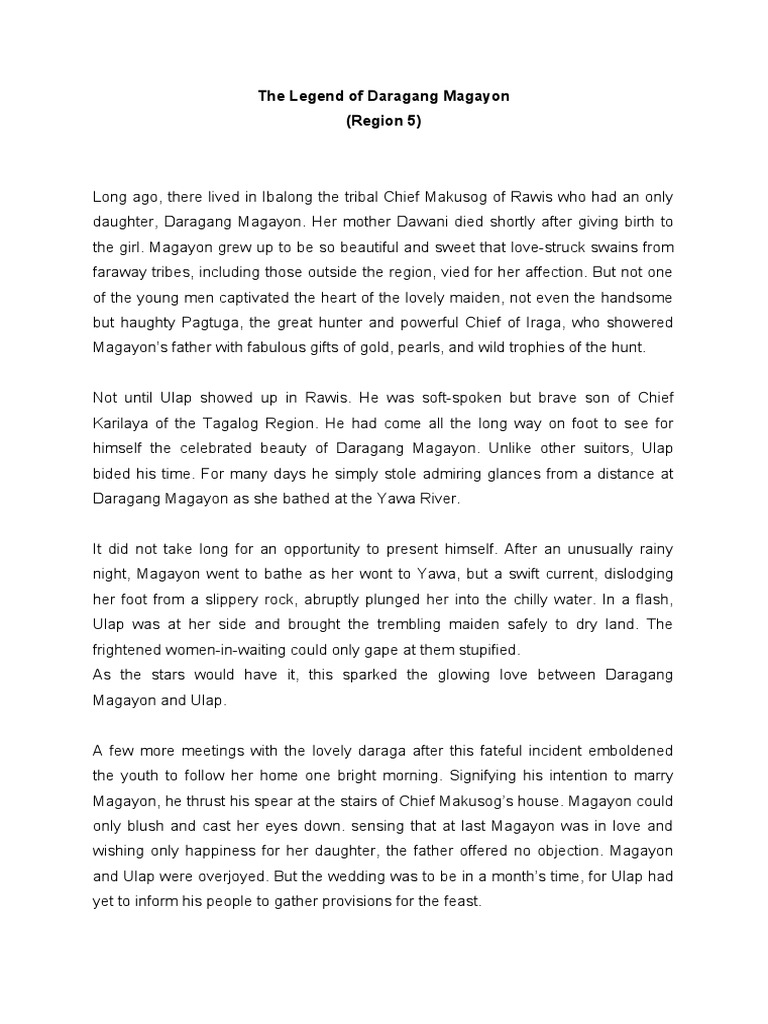 Tragic Tale of Daragang Magayon | PDF | Mythology