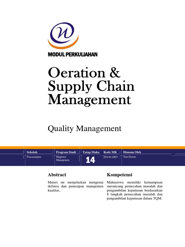 MODUL 15 OSCM Quality Management | PDF