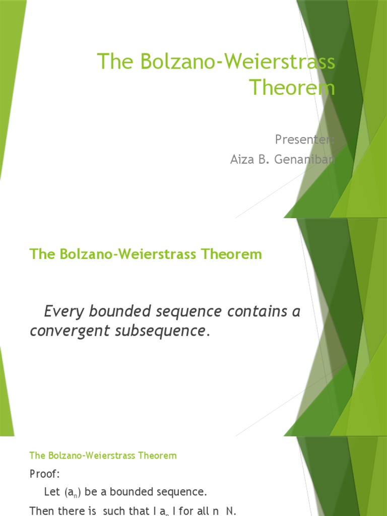 The Bolzano-Weierstrass Theorem | PDF | Interval (Mathematics) | Sequence
