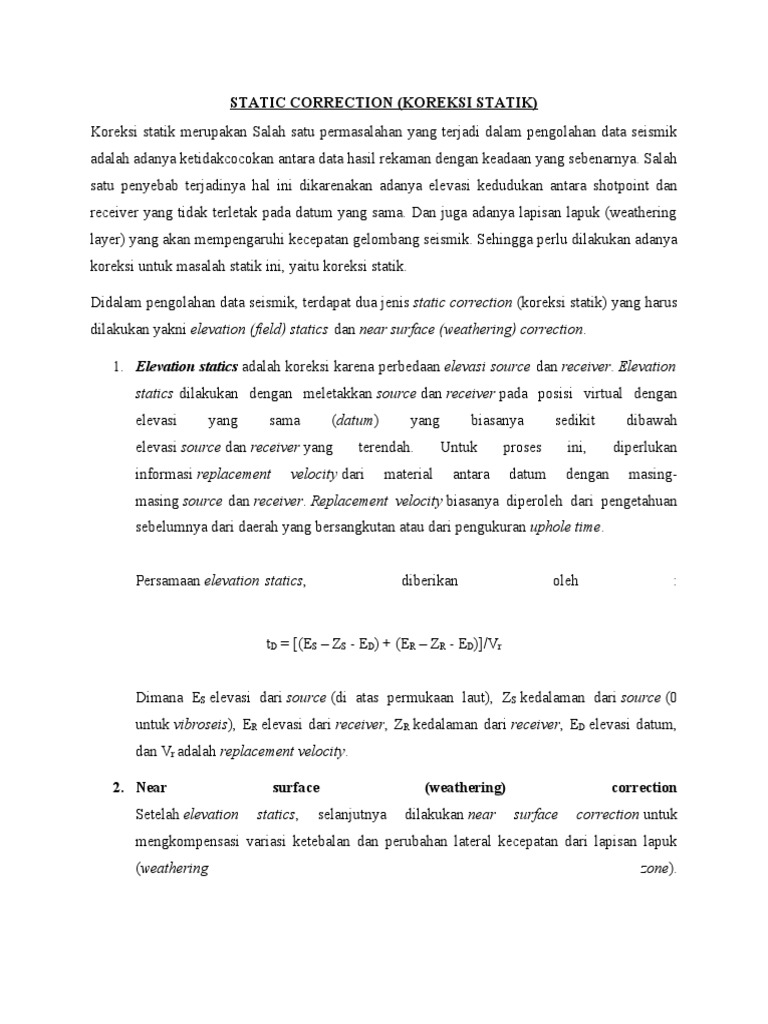 Static Correction | PDF