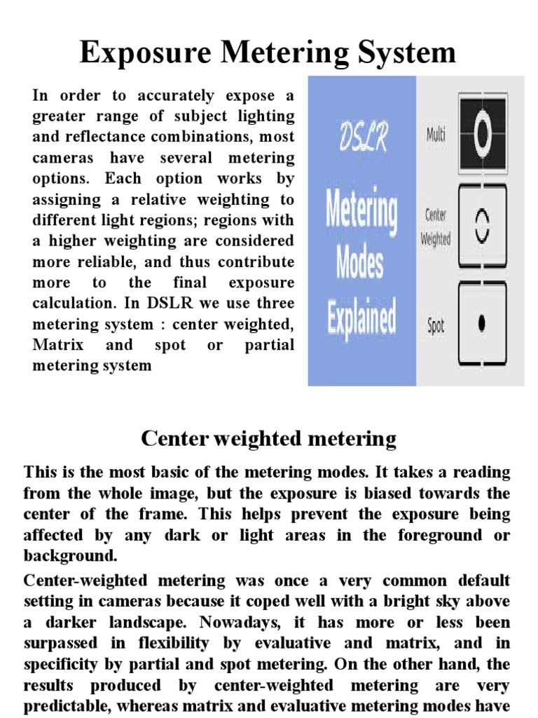 Exposure Metering System | PDF | Exposure (Photography) | Digital ...