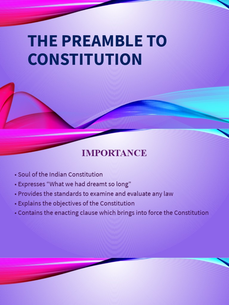 The Preamble To Constitution | PDF | Sources Of Law | Political Charters