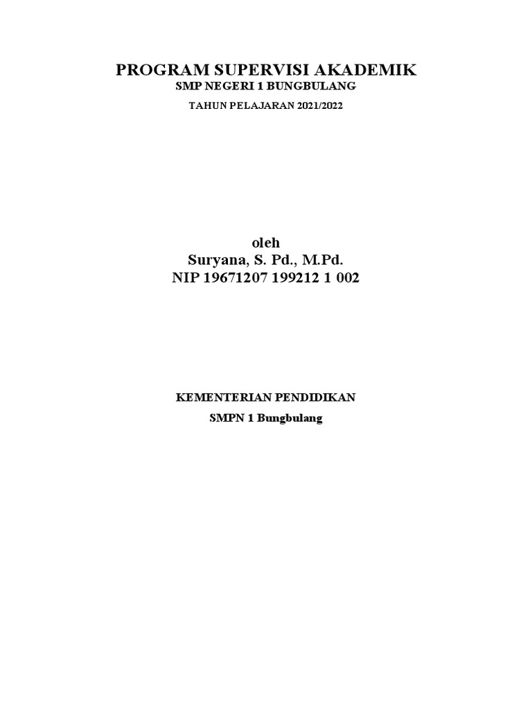 Program Supervisi Akademik SMPN 1 Bungbulang | PDF